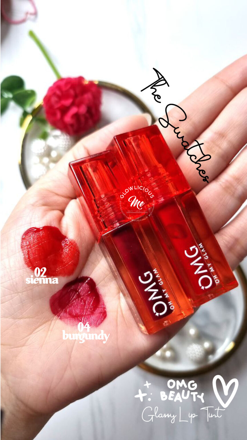 OMG Oh My Glam Glassy Lip Tint Review & Swatches in 02 & 04 | Tanpa ...